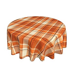 BETGINY Fall Tablecloth 60 Inch Round Autumn Thanksgiving Plaid Table Cloth Dust-Proof Wrinkle Resistant Rustic Tablecloth for Holiday Kitchen Dining Room Party Picnic Indoor Outdoor