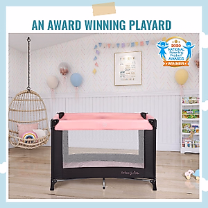 Dream On Me Nest Portable Play Yard with Carry Bag and Shoulder Strap, Pink