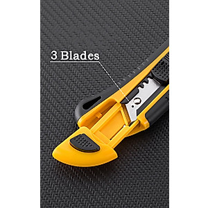 FeiLyKi 4-Pack 18mm box cutter retractable Construction knife Utility Knife Exacto knife,Rubber handle,10 SK5 Snap Off Blades-2051