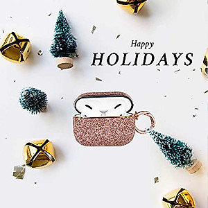 wanghe Luxury Bling Surface Plating Hard Cover Compatible with AirPods Case, Shockproof Protective Cover with Keychain for AirPod Pro - Pink Bling