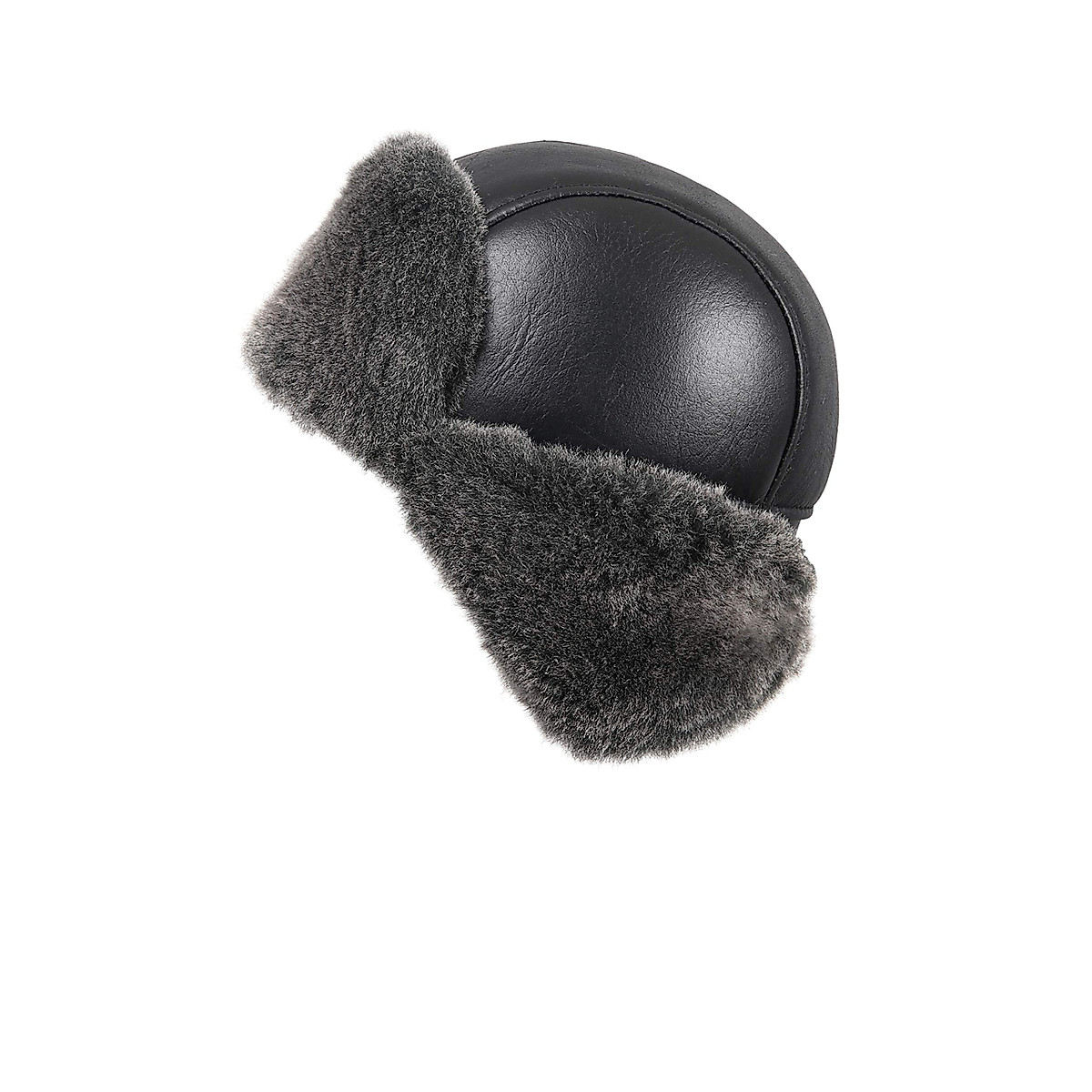 Zavelio Unisex Shearling Sheepskin Leather Aviator Russian Ushanka Trapper Winter Fur Hat Large Black