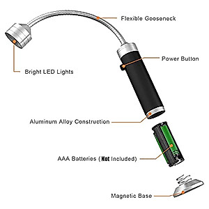 MasBekTe Barbecue Grill Lights, Magnetic Base Super Bright LED BBQ Lights, 360 Degree Flexible Gooseneck, Heat Resistant Alloy Grill Accessories for Outdoor Grill, Pack of 2