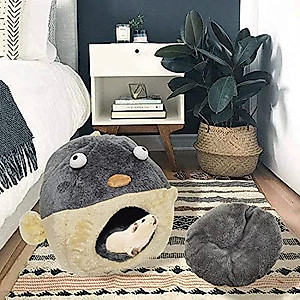 PINVNBY Guinea Pigs Cave Bed Cute Habitat Warm Small Animal Hideout Cave Fleece Cage Nest Accessories Removable Washable Pillow Mat for Bunny Chipmunk Hamster Hedgehog