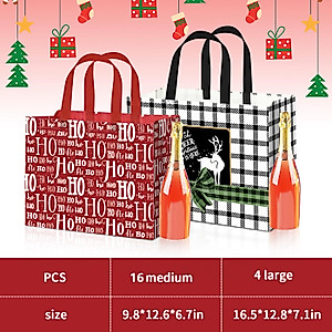 WLUSEAXI 20Pack Christmas Gift Bags Assorted Sizes,Reusable Christmas Tote Bags with Handles,Including 4 Extra Large,16 Large Christmas Bags for Gifts Wrapping for Xmas Holiday Party Favor