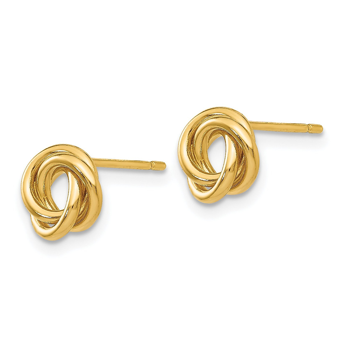 14K Solid Yellow Gold Twisted Love Knot Symbol Stud Earrings