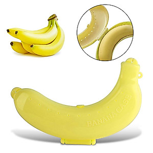 Yellow Banana Storage Outdoor Travel Case, Food Containers,Keep Fresh Banana Keeper and Protector, Cute Banana Carrier Storage Box for Picnic Camping Food Storage
