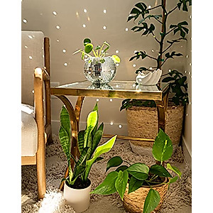 Havenstone Home Hanging Disco Ball Planter 6" with Flat Base - Includes Self-Watering Insert + White Cotton Macrame Plant Hanger- Indoor/Outdoor Plants, Home Décor & Room Décor with Cotton Rope