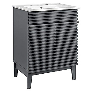 Modway Render Vanity with Sink-Floor, 24 Inch, Gray White