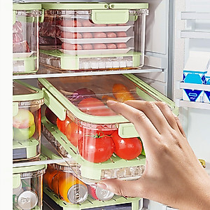 YUNLINLI 3 Pcs Large Fruit Storage Containers For Fridge with Removable Colanders, Airtight Food Storage Containers with Lids, Reusable Produce Saver with Handle, Stackable Plastic Fruit Veggie Saver