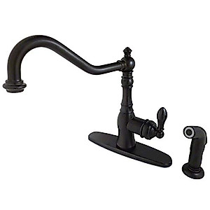 Kingston Brass GSY7705ACLSP American Classic Kitchen Faucet with Sprayer and Deck Plate, 9-7/16", Oil Rubbed Bronze , Oil-Rubbed Bronze