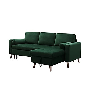 Eafurn Reversible Corner Sectional Sofa Pull Out Bed with Storage Chaise Lounge (Left & Right), 3 Seater Velvet Upholstered Convertible Sleeper Couch Bed, L Shaped Pullout Sofa&Couch for Living Room