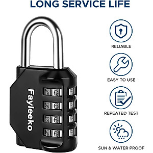 Combination Lock, 4 Digit Combination Padlock for School Gym Sports Locker, Fence, Toolbox, Case, Hasp Cabinet Storage (1 Pack, Black)