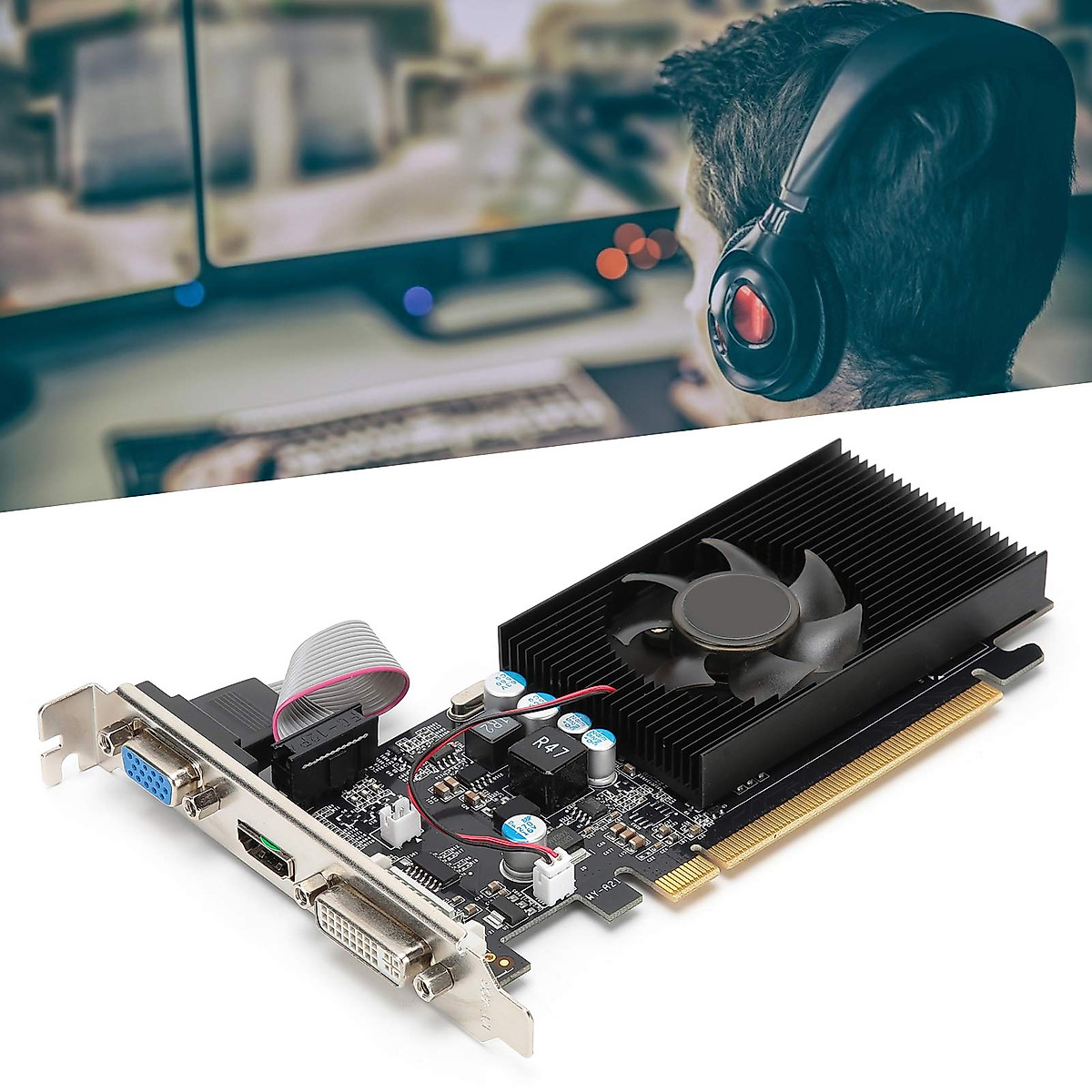 T angxi PCI E 2.0 Desktop Graphics Card, 64bit 1GB Video Memory DDR2 532(MHz) 16 Stream Processor Units Video Game Graphics Card Chip for Nvidia GT210