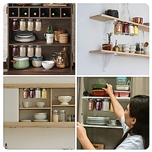 Mason Jar Organizer, Mason Jars Rack for Food Storage, Canning Jar Holder Under Kitchen Cabinet, Mason Spice Jars Hanger Brackets for 4oz, 8oz, 12oz, 16oz, 24oz, 32oz, 64oz (2 Pcs-Wide Mouth)