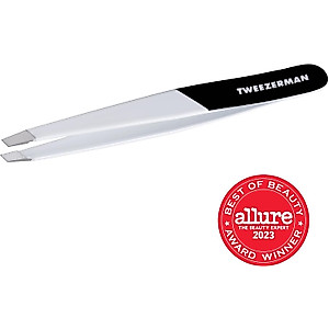Tweezerman Stainless Steel Slant Tweezer - Eyebrow Tweezers for Women and Men (Midnight Strike)