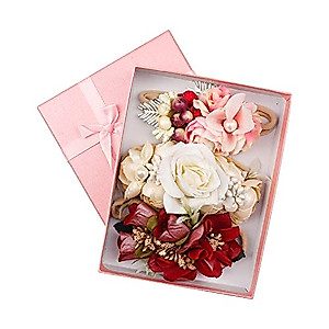 OAOLEER Baby Girl Floral Headbands Set - 3pcs Flower Headbands Newborn Toddler Hair Accessories