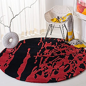 SAFAVIEH Soho Collection 8' Round Black / Red SOH326B Handmade Premium Wool Area Rug