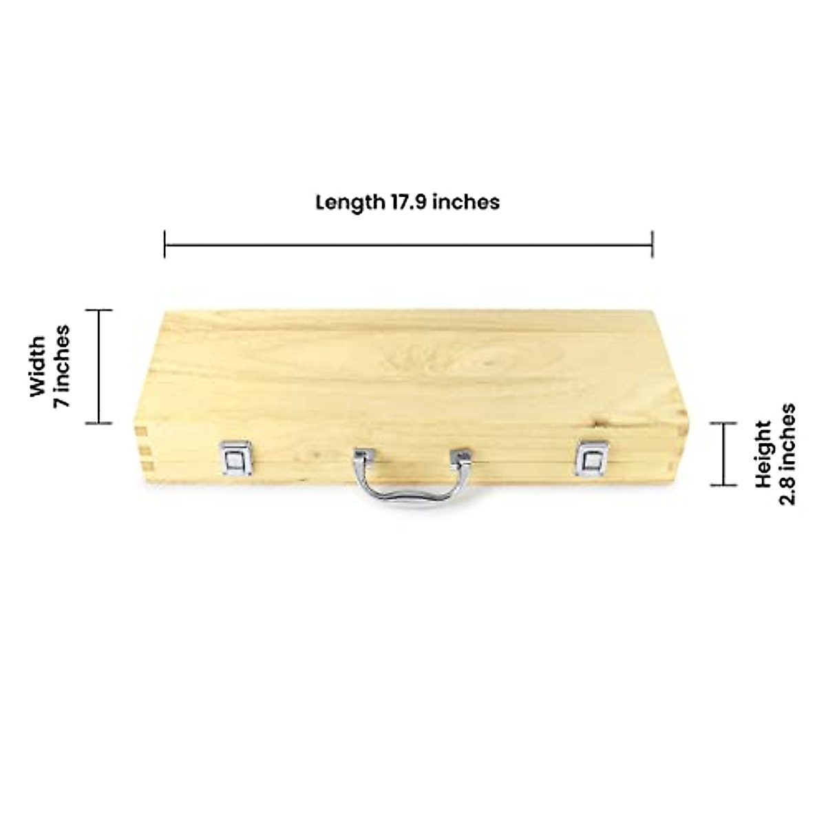 Makerflo BBQ Grill Accessories Set, Barbecue 11 Pieces Maple Wood Toolbox, Stainless Steel Utensils with Gloves, Organized Outdoor Cooking Camping Grilling Rust Free Portable Kit, Gifts for Men