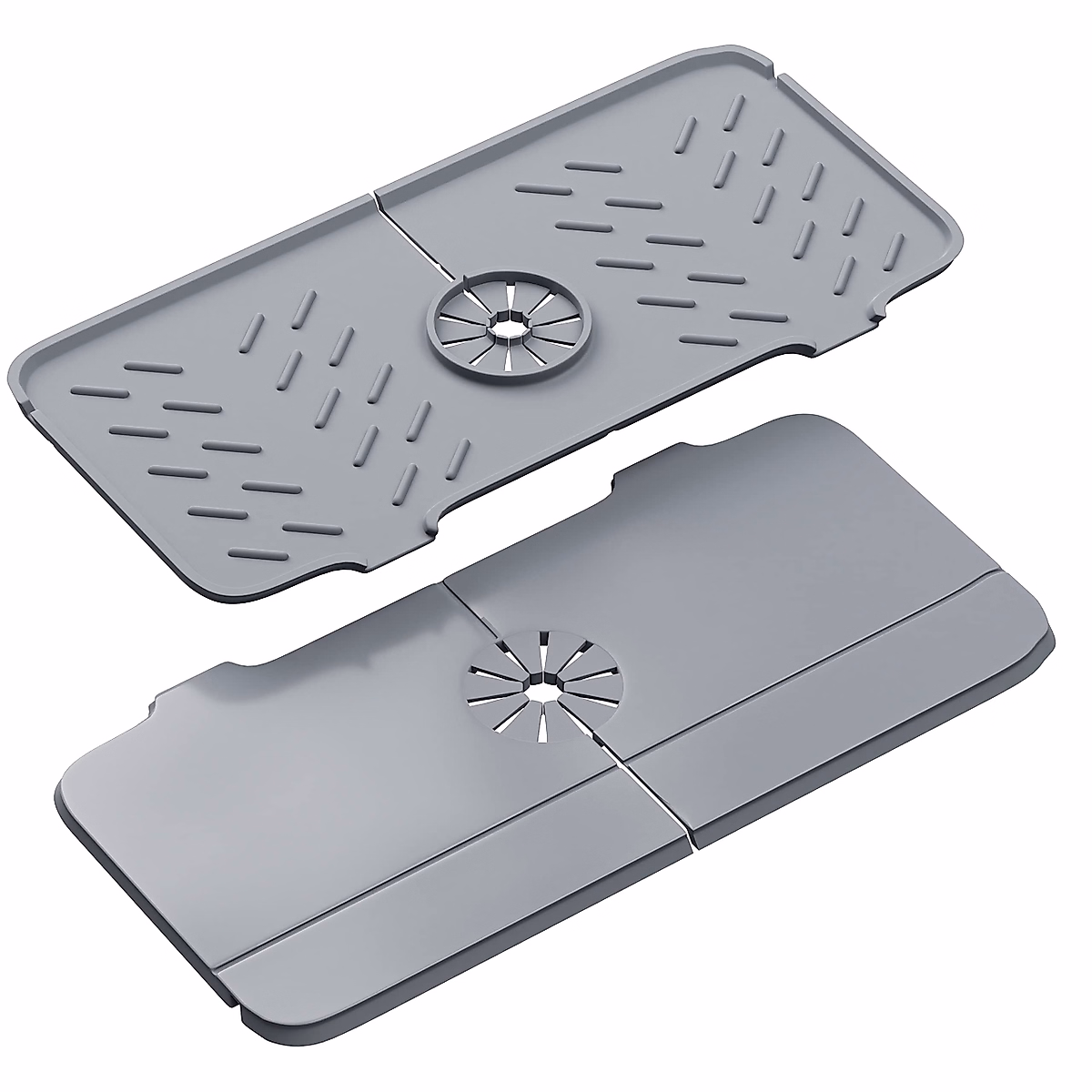 Kitchen Faucet Silicone Handle Drip Catcher Mat, Water Trey, Sink Splash Guard, Draining Pad Faucet, Protector Countertop, Drying Countertop Granite(Grey), 14.375 X 5.375 .375