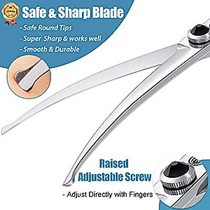 Downward Curved Dog Grooming Scissors Dog Scissors Shears for Grooming Face and Paws Safety Round Tips Dog Grooming Shears Trimming Cutting Scissors for Dog Cat Pet Grooming 6.5 Inch Univinlions