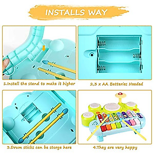 Baby Musical Toys 3 in 1 Piano Keyboard Xylophone Drum Set for 1 Year Old Girls Boys Toys Age 2 Music Instrument Learning Toys for Toddlers 1-3 Infant Baby Toys 6 9 12 18 24 Month