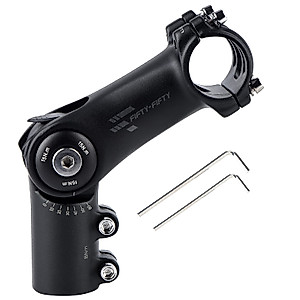 FIFTY-FIFTY Adjustable Bike Stem, 0-60 Degree Mountain Bike Stem, Riser Stem for 1-1/8 Steer Tube 31.8mm Handlebar, Alloy Stem for Most Bicycle, Road Bike, MTB, E-Bike with 2 Hex Keys (Black, 110mm)