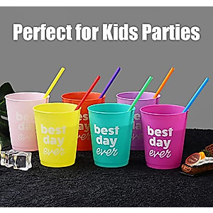 ALINK 1000 Count Assorted Colored Plastic Disposable Drinking Straws, Individually Wrapped Straight Party Straws - 7.75" x 0.23"