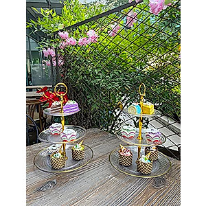 Cupcake Stand, 3-Tier Dessert Plates Mini Cakes Fruit Candy Display Tower Lollipop Stand Cookie Cupcake Tower Dessert Stand Lollipop Stand Cake Stand Tray Rack Candy Buffet Holder (Clear - 2 Pack)