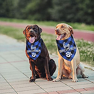 JOTFA Big Brother Dog Bandana, Plaid Pregnancy Announcement Dog Bandanas for Dogs (Blue, Big Brother)