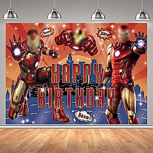 City Superhero Backdrop Birthday Decorations Superhero Boom Party Supplies Superhero Fans for Kids Boys Baby Shower Cake Table Banner Photo Background (7x5FT(210x150cm))