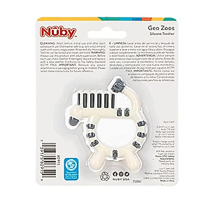 Nuby Geo Zoos Massaging Silicone Teether with Multiple Textures, 3m+, Zebra
