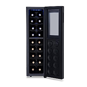 NewAir Shadow-T Series 18 Bottle Thermoelectric Wine Fridge, Dual Temperature Zones, Countertop Wine Refrigerator, Mirrored Compact Wine Cellar, Double-Layer Glass Door Cooler, Vibration-Free