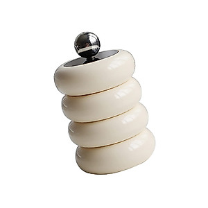 Tissting Qtips Holder Dispenser 7.8 x 12.5 cm White Resin Doughnut Shape Cotton Swab Storage Container with Lid, Qtip Dispenser Jars for Bathroom Vanity