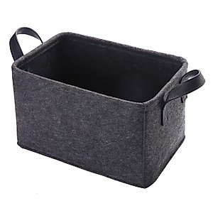 Collapsible Storage Basket with Carry Handles Felt Fabric Storage Bin Durable Organizer for Gift Toys Shoes Clothes Towels Nursery Home Laundry Office Decorative Organizing Box(Dark grey)