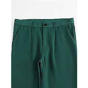 Milumia Men's Casual High Waisted Wide Leg Long Pants Button Zipper Fly Loose Trousers Green Large