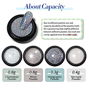 BORN PRETTY Chrome Powder,Metallic Mirror Pearl Holographic Pigment Powder Manicure Nail Art Decoration Sets
