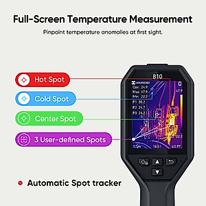 HIKMICRO B10 Thermal Camera 256 x 192 IR Resolution with 2MP Visual Camera, Thermal Imaging Camera for Home Inspection, 25 Hz Refresh Rate, Thermal Scanner with 3.2" LCD Screen, IP54, -4°F~1022°F