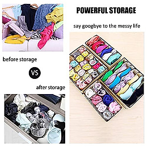 Closet Underwear Organizer，Foldable Storage Box Drawer Divider Kit , Desk Closet Fabric Organizer and Storage Drawer Dividers for Dresser Panties Underwear Bra Socks (4 Set)