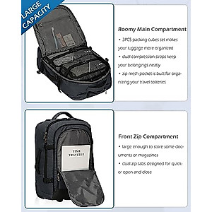 Hynes Eagle 2 in 1 Travel Backpack 22 inches Carry on Luggage 63L Rolling Backpack for Men Women with Packing Cubes 3PCS Set