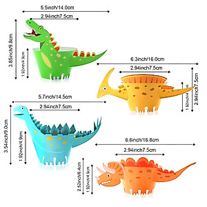 Dinosaur Cupcake Wrappers Toppers(48Pack),Konsait Little Dino Cupcake Toppers Cake Table Decorations Party Supplies for Boys Kids Birthday Party Decor Favors