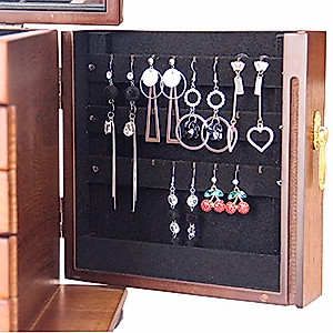 TITISKIN Large Wooden Jewelry Box for women Jewel Case Cabinet Armoire Ring Necklacel Gift Storage Box Organizer