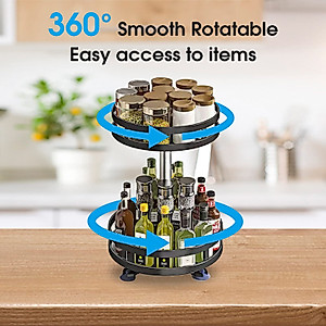 2 Tier Turntable Organizer, 360 Degree Rotating Turntable 9 "Non-Skid Rotating Tissue Storage Container, Bathroom, Kitchen, cabinets, Pantry, countertop Organizer…