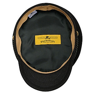 Sterkowski Model Hamburg Sailor Cap | Woolen Cloth Breton Cap for Men and Women | Fisherman hat Yacht Captain hat Boater hat Men Sailor hat Women Boat Captains hat Greek Fisherman hat 63 cm Black