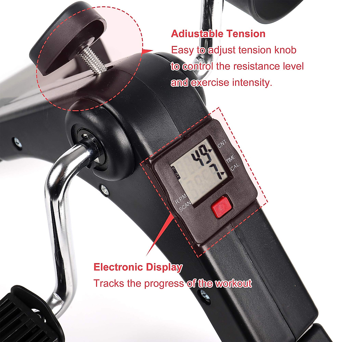 Ahmed Folding Under Desk Bike Pedal Exerciser for Arm/Leg Medical Fitness Exercise Bike Mini Portable Home Workout (Blue)