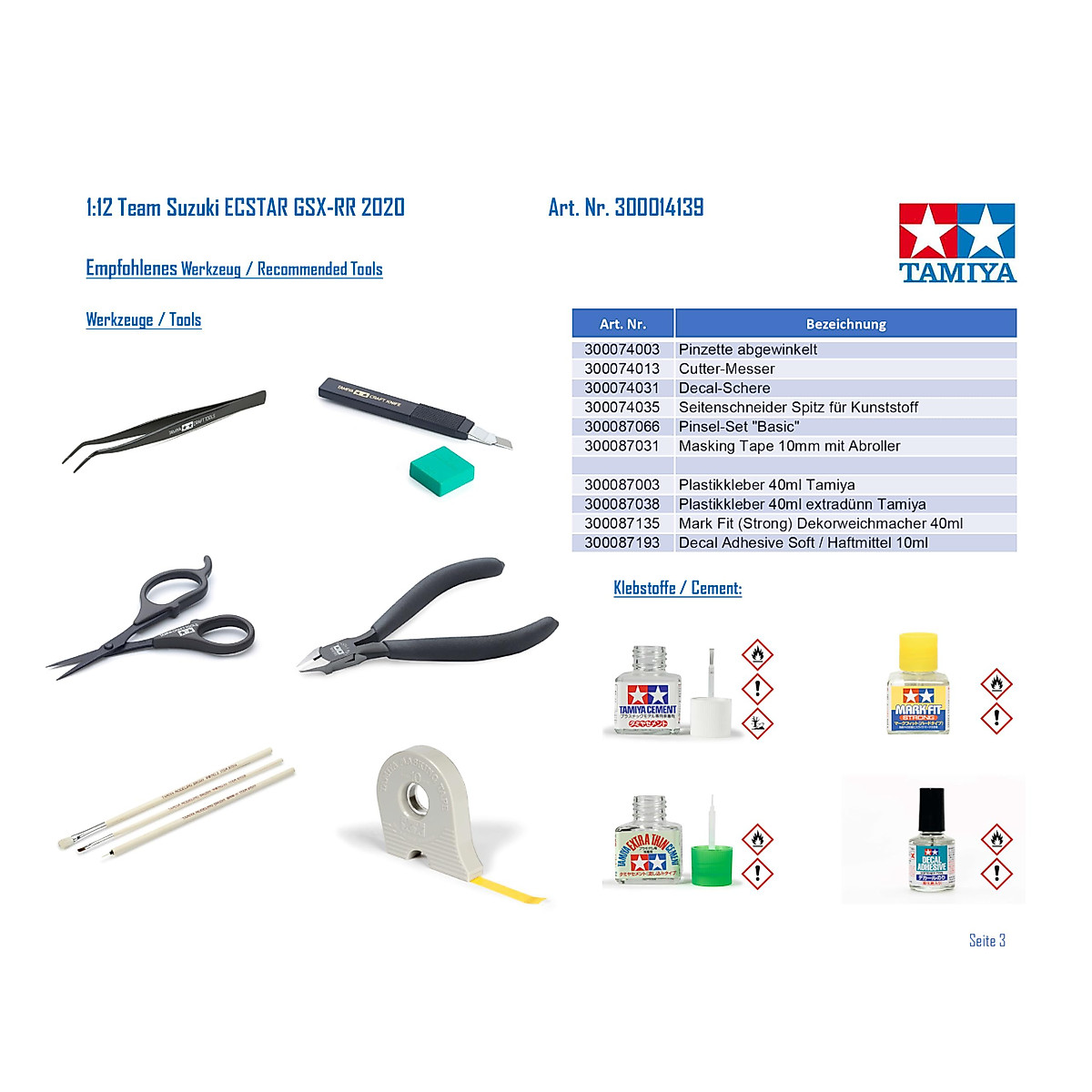 TAMIYA 1/12 Team Suzuki ECSTAR GSX-RR '20 TAM14139 Plastic Models Motorcycles