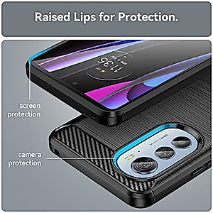 for Motorola Edge 2022 Case, Moto Edge 2022 Case with HD Screen Protector, Fashion Non-Slip Shock-Absorption Flexible TPU Bumper Soft Rubber Protective Phone Case Cover for Motorola Edge 2022, Black