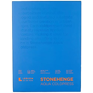 Legion Stonehenge Aqua Watercolor Block , 140 Cold Press, 9 X 12 inches, 15 Sheets, White