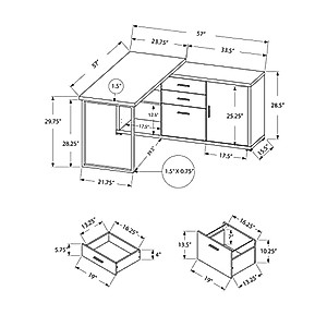 Monarch Specialties Computer Desk - 60"L White / Cement-Look Left/Right Face