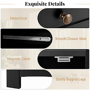 Giantex Small Bathroom Storage Cabinet, Freestanding Narrow Bathroom Cabinet with Single Glass Door, Drawer, Adjustable Shelf, Slim Storage Organizer for Living Room, Entryway, Floor Cabinet (Black)