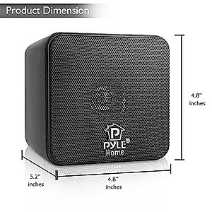 Pyle Home 4” Mini Cube Bookshelf Speakers-Paper Cone Driver, 200 Watt Power, 8 Ohm Impedance, Video Shielding, Home Theater Application and Audio Stereo Surround Sound System - 1 Pair -PCB4BK (Black)